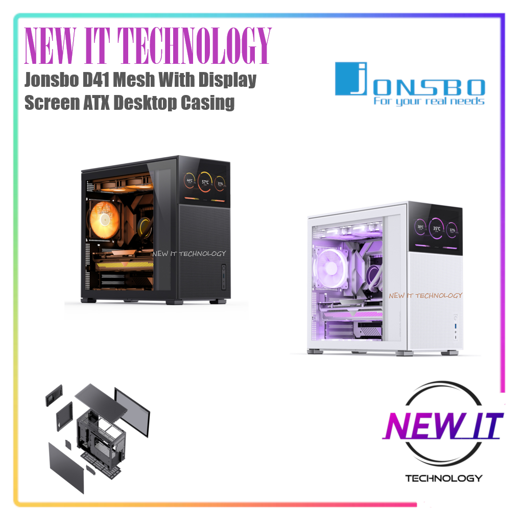 Jonsbo D41 Mesh With Display Screen ATX Desktop PC Casing - Black ...