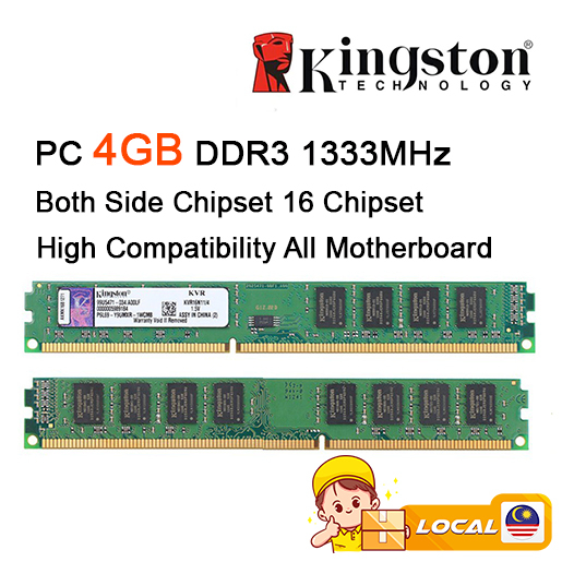 Kingston PC 4GB DDR3 1333Mhz PC Ram Both Side Chipset 16 Chipset High ...