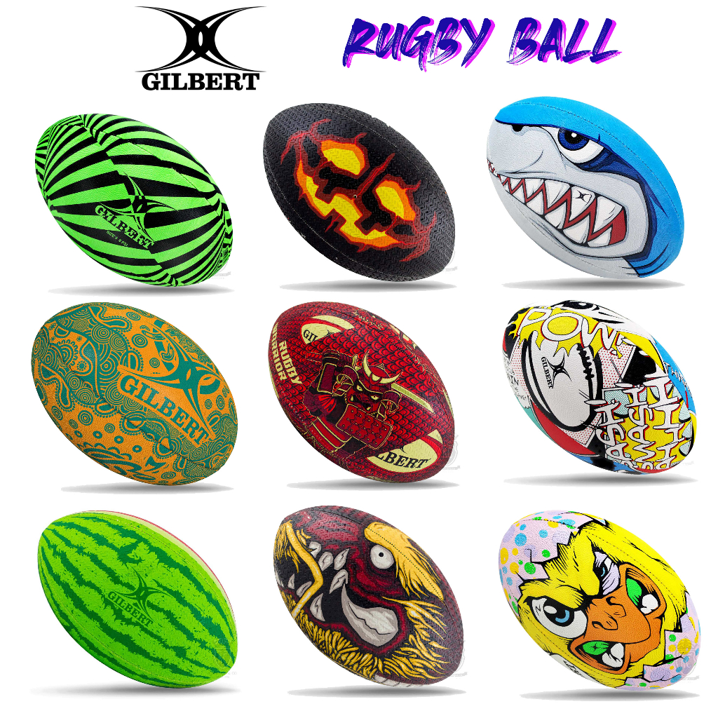 Gilbert Randoms Rugby Ball Size 5 Bola Shark Dragon Watermelon Chicken ...