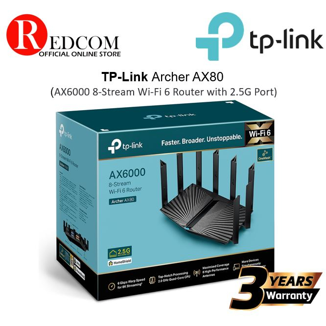 TP-LINK Archer AX80 - AX6000 8-Stream Wi-Fi 6 Router with 2.5G Port | Shopee Singapore