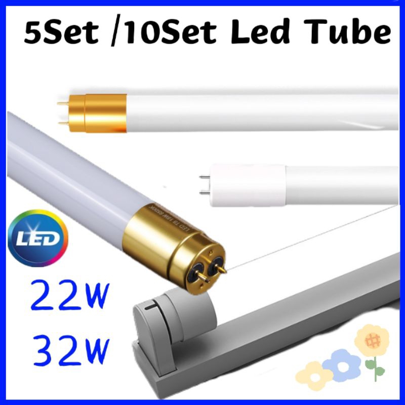 Led Tube 4Ft 5Set/10Set T8 Led Tube+Casing 22W 32W | Shopee Singapore