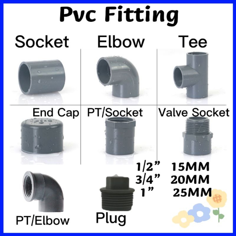 Pvc Fitting 1/2" 15MM/ 3/4" 20MM Pvc Pipe Connector | Shopee Singapore