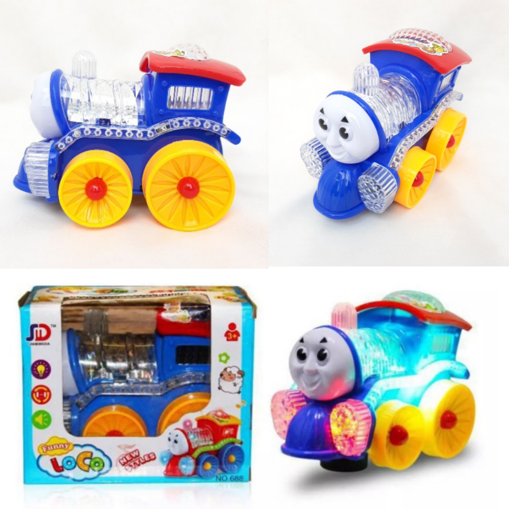Train Toys Bump and Go Dancing Train with Music Train Mainan kereta api ...