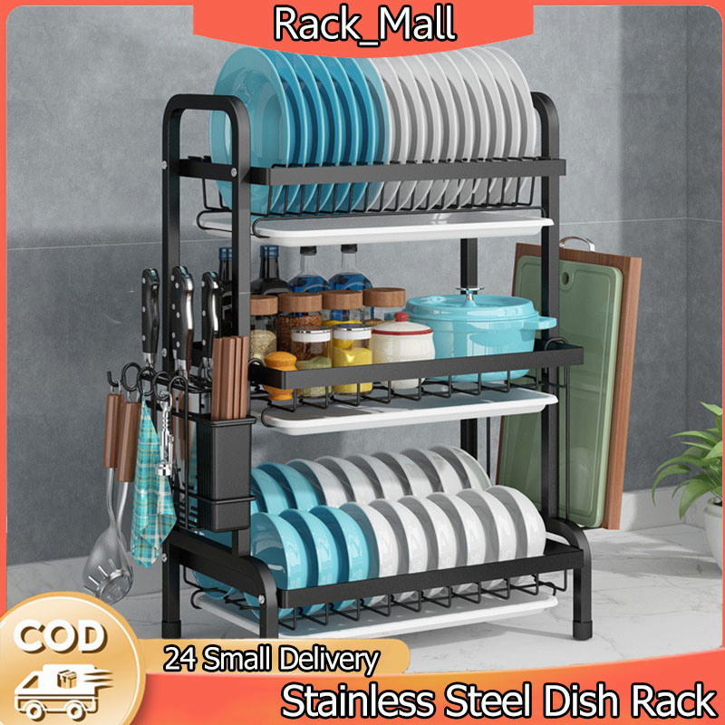 Rak Pinggan Stainless Steel Dish Drainer Racks Plate Rack Storage ...