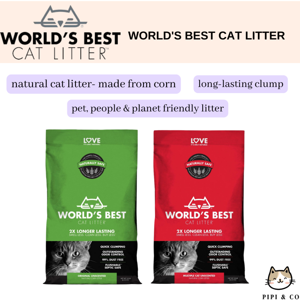 WORLD'S BEST CAT LITTER CORN LITTER UNSCENTED & MULTIPLE CATS PASIR [PIPI & CO ] [FAST SHIP OUT ...