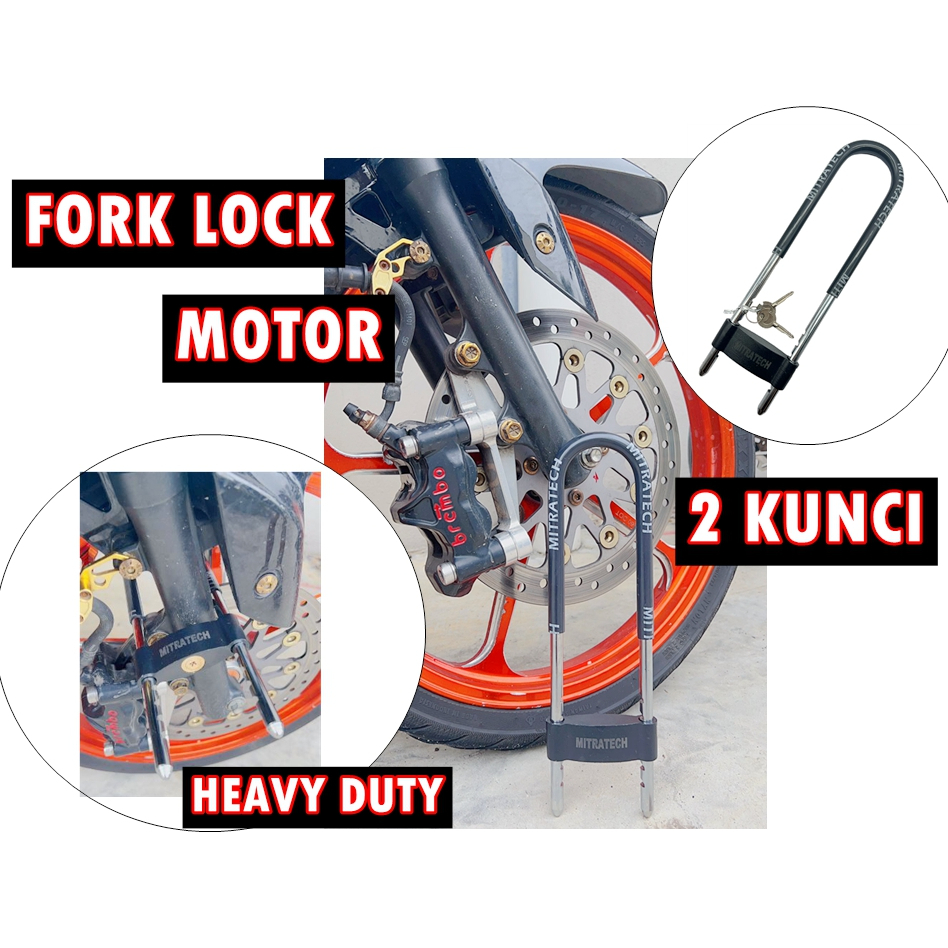 Fork Lock Heavy Duty Security Chain Lock Motorcycle Motosikal Motor ...