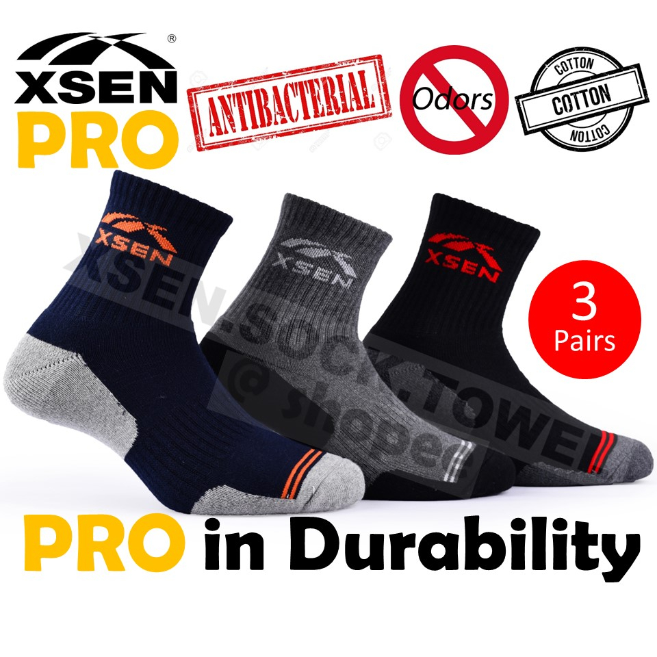 XSEN PRO THICK DURABLE Work Socks Long Cotton Sport Sock Stokin Tebal ...