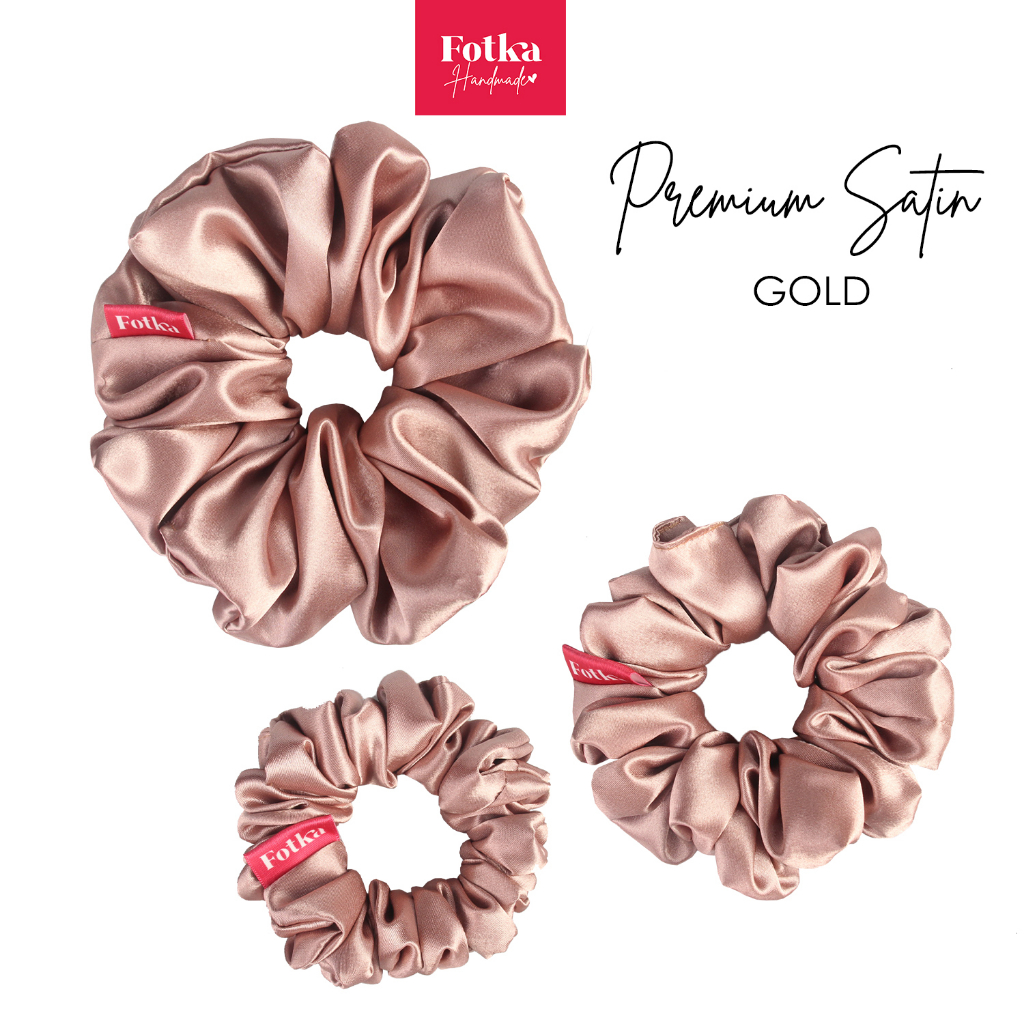 GOLD BROWN PREMIUM SATIN SCRUNCHIE/GETAH RAMBUT | Shopee Singapore