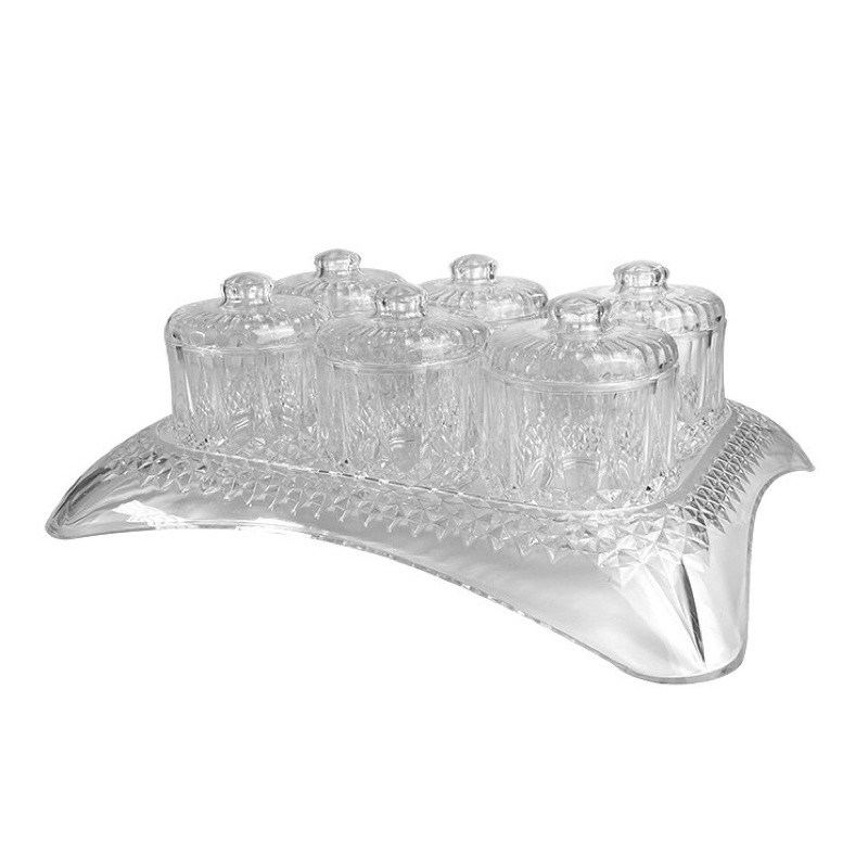 Acrylic Crystal Canister With Tray / Set Balang Kuih Kristal Dulang ...