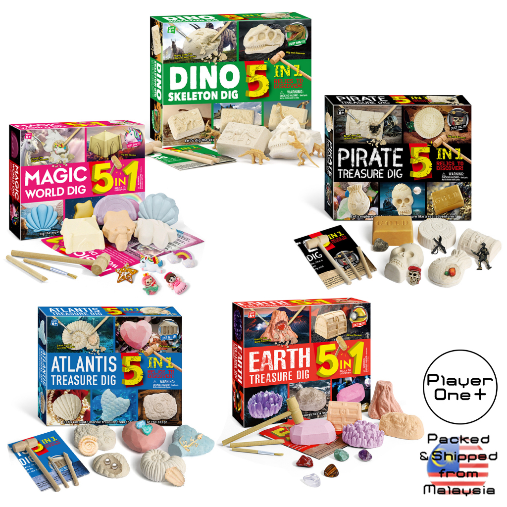 Dig Excavation Kit Pirate Treasure STEM Dinosaur 3D Skeleton Puzzle ...