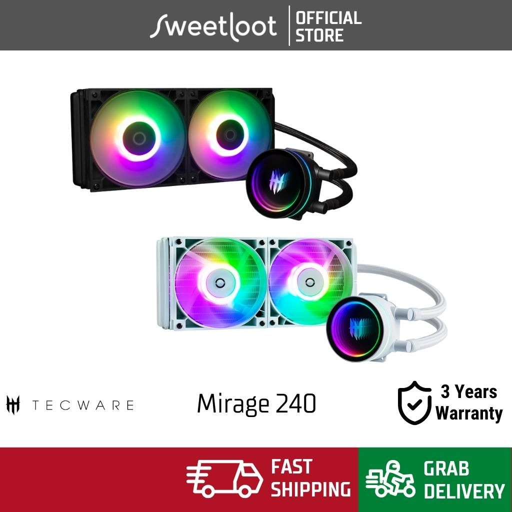Tecware Mirage 240 ARGB Black / White 240mm AIO Liquid CPU Cooler with ...