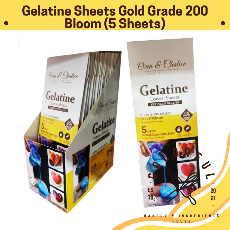 GELATINE SHEETS GOLD GRADE/ 200 BLOOM (5 SHEETS) JAKIM HALAL - OVEN & CHALICE 吉利丁片 | Shopee ...