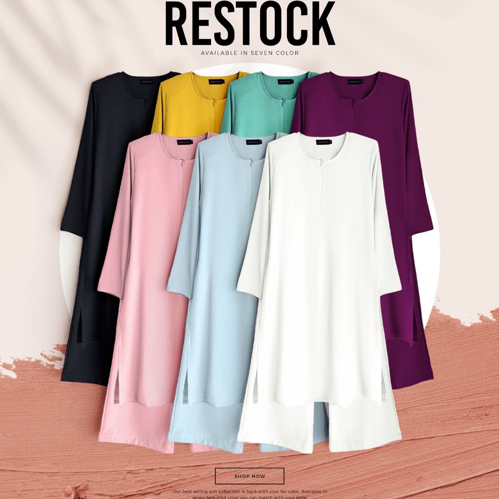 NURSAFIA WAFA SUIT, SUIT MUSLIMAH, BLOUSE + LOOSE PANTS, BLOUSE LABUH ...