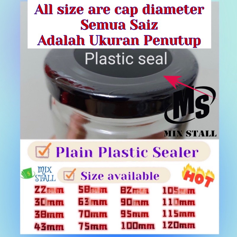 Shrinkable Plastic Sealer Cap Seal For Jars Bottles Balang botol-READY ...