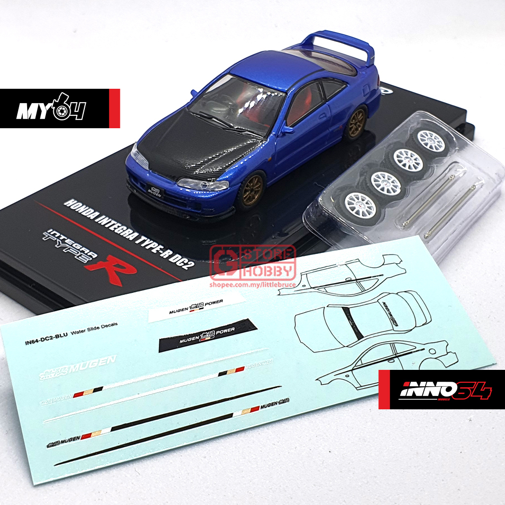 INNO MODELS INNO64 1/64 HONDA INTEGRA TYPE-R DC2 BLUE WITH EXTRA WHEELS ...