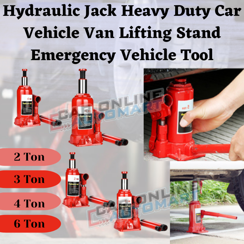 HEAVY DUTY HYDRAULIC CAR BOTTLE JACK Lifting Stand Emergency Vehicle Tool / Jek Hidraulik (2/3/4 ...