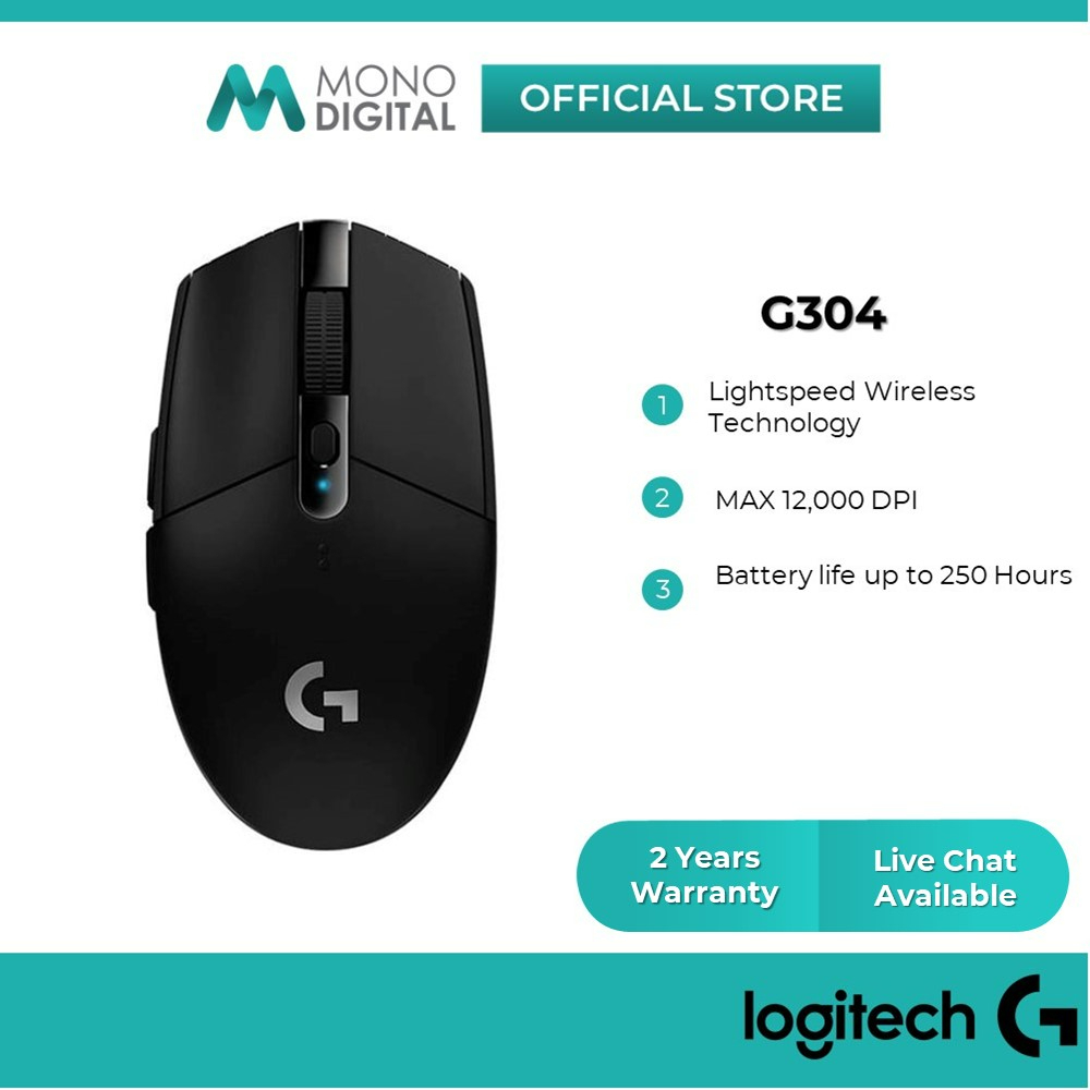 Logitech G304 Lightspeed Wireless Gaming Mouse /HERO Sensor/12000 DPI ...