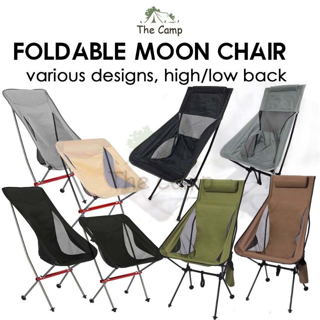 Camping Foldable Moon Chair High & Low Back Outdoor Folding Portable ...