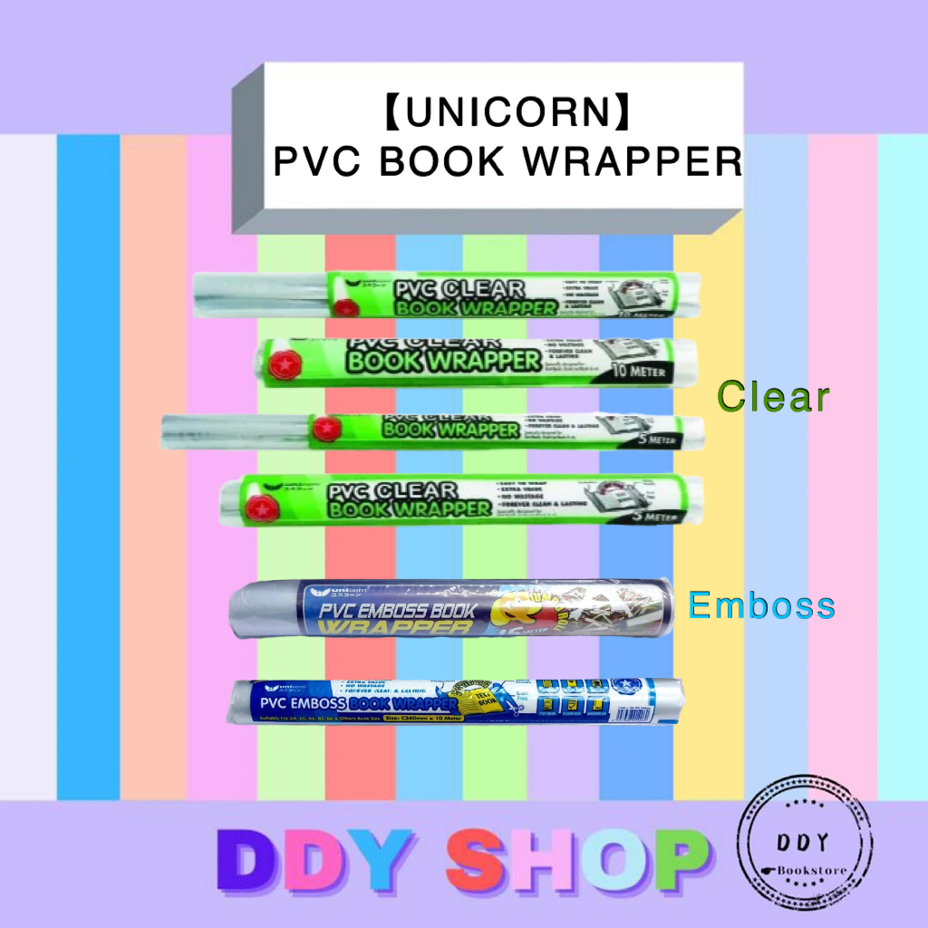 【Unicorn】PVC Book Wrapper Roll 10M/5M — Pembalut Buku / Book Cover ...