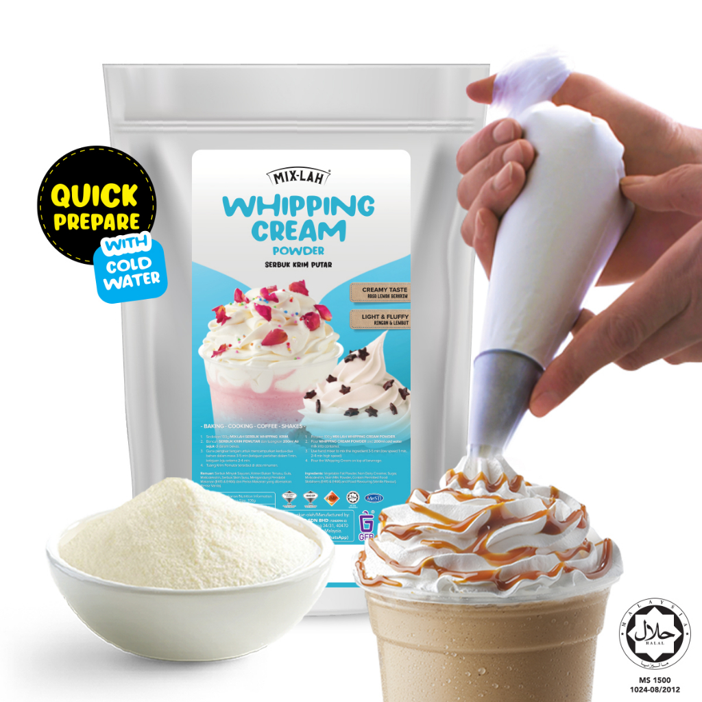 MIX-LAH Whipping Cream Powder Mix 500g (for Cold Drinks, Baking ...