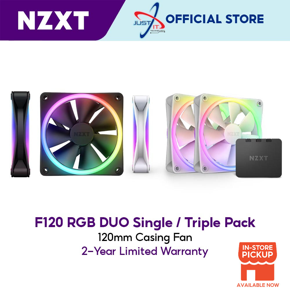 NZXT F120 RGB DUO SINGLE / TRIPLE PACK 120mm CASING FAN | Shopee Singapore