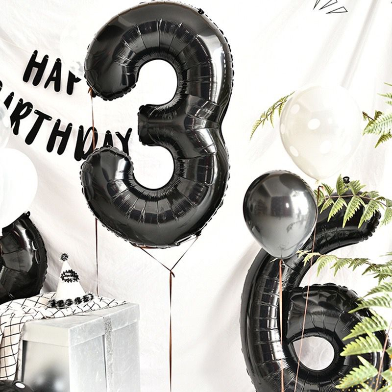 32 Inch Large Size Number Balloon/Black Balloon/Number Balloon/Birthday ...