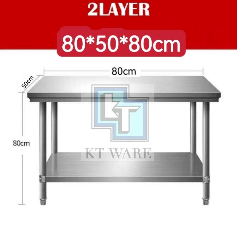 KT WARE 2 Tier Stainless Steel Kitchen Working Table Storage Rack Heavy ...