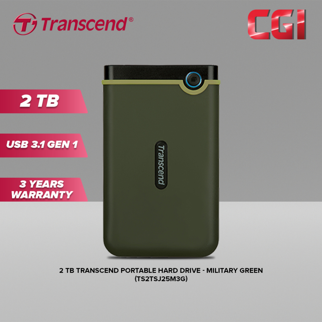 Transcend StoreJet 25M3 Slim 2TB 2.5 Portable HDD - Military Green ...