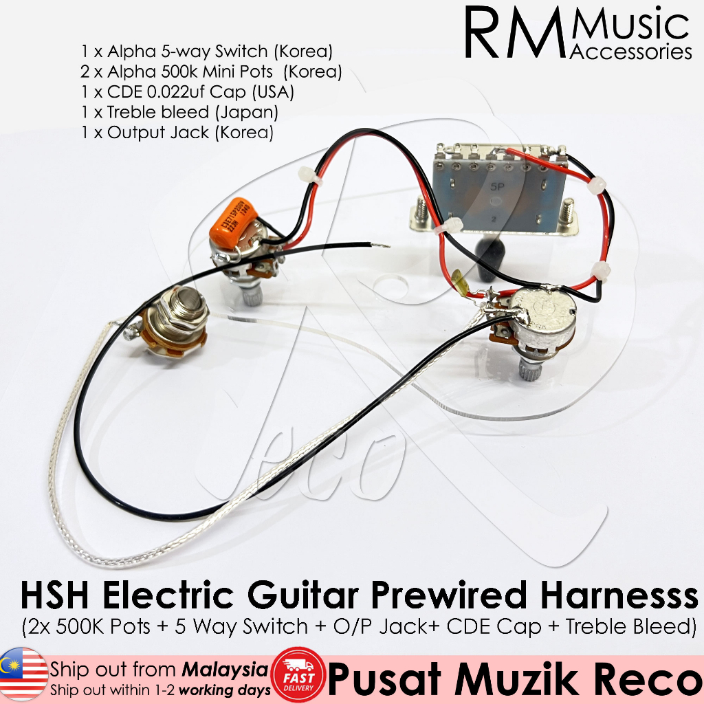 RM HSH Electric Guitar Prewired Guitar Wiring Harness HSH ( 2x 500K ...