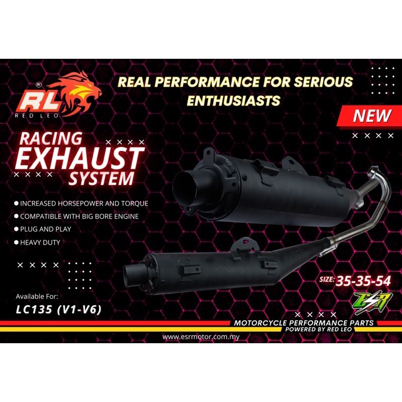 RED LEO Y15 / LC135 v1 - v8 / RS150 Y16 Y15ZR RACING EXHAUST EKZO EXZO ...