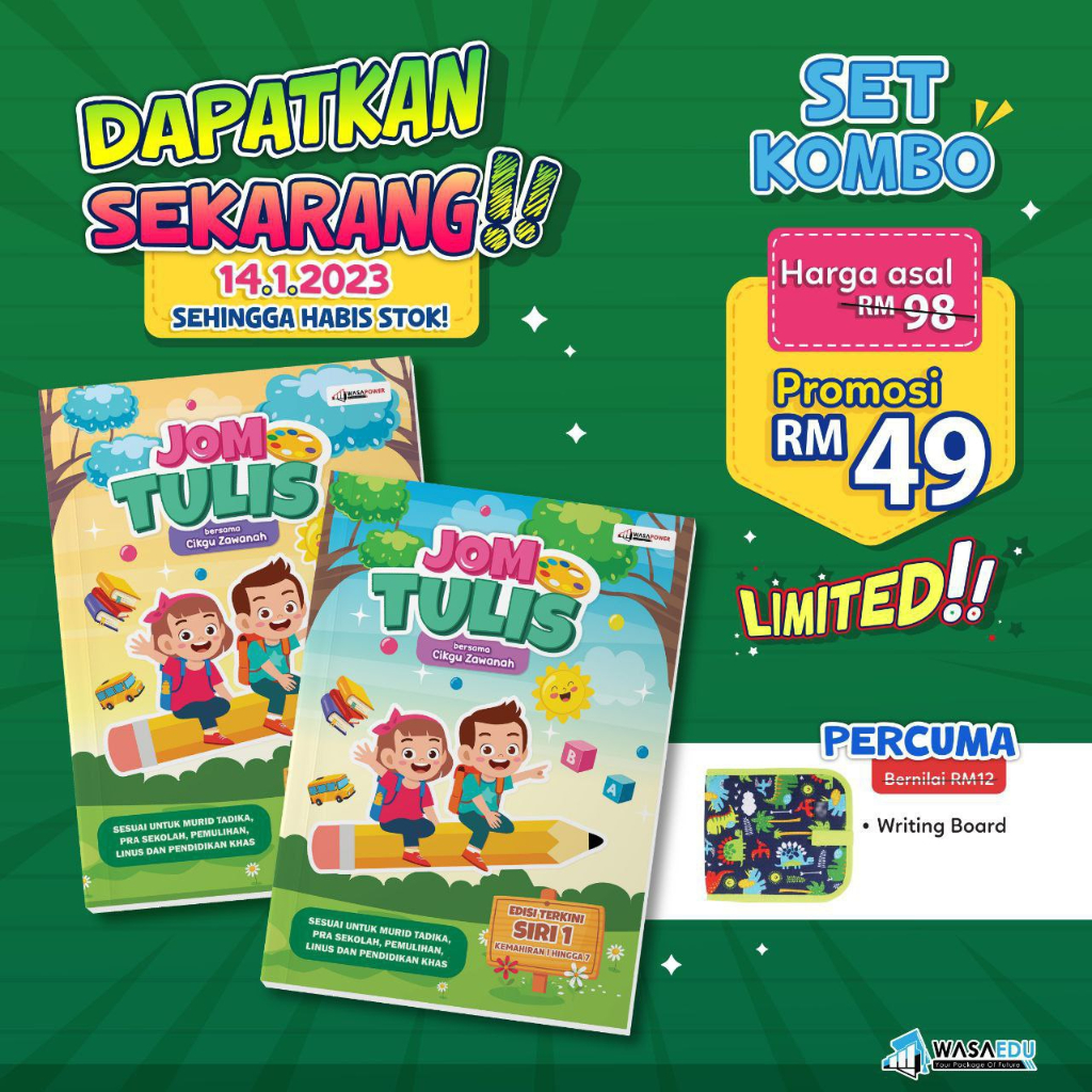 BUKU JOM TULIS |NEW EDITION PRA SEKOLAH|PERCUMA WRITING BOARD | Shopee ...