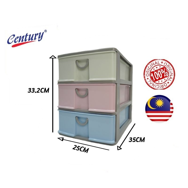 Century Mini Drawer A4 3 TIER Document Organizer Rak Buku Rak Kecil 3 ...