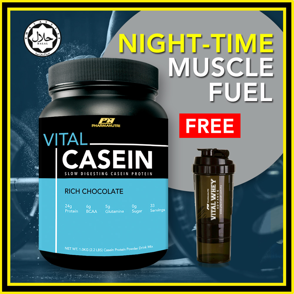 VItal Casein Halal 100% Casein, 1kg, 33 Servings + FREE Vital Whey ...