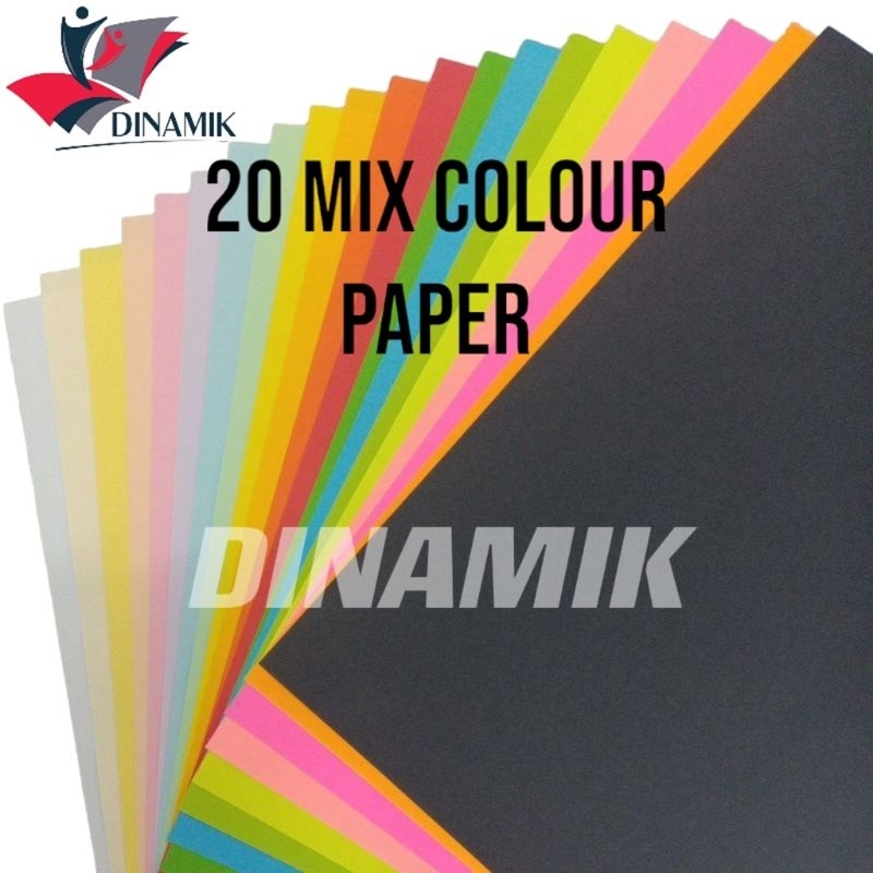 20 Mix Colour Paper 100 sheets A4 80gsm | Shopee Singapore