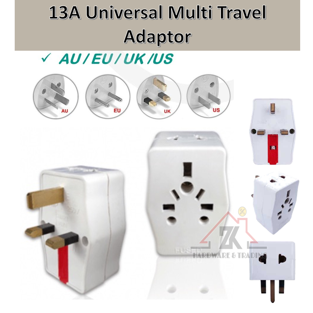 Universal Travel Multi Adapter Socket 3 Way 3 Pin UK Plug Support AU EU ...