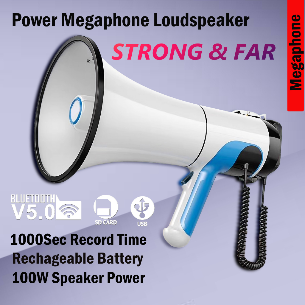 Power Megaphone Loud Hailer Rechargeable Battery Pembesar Suara ...