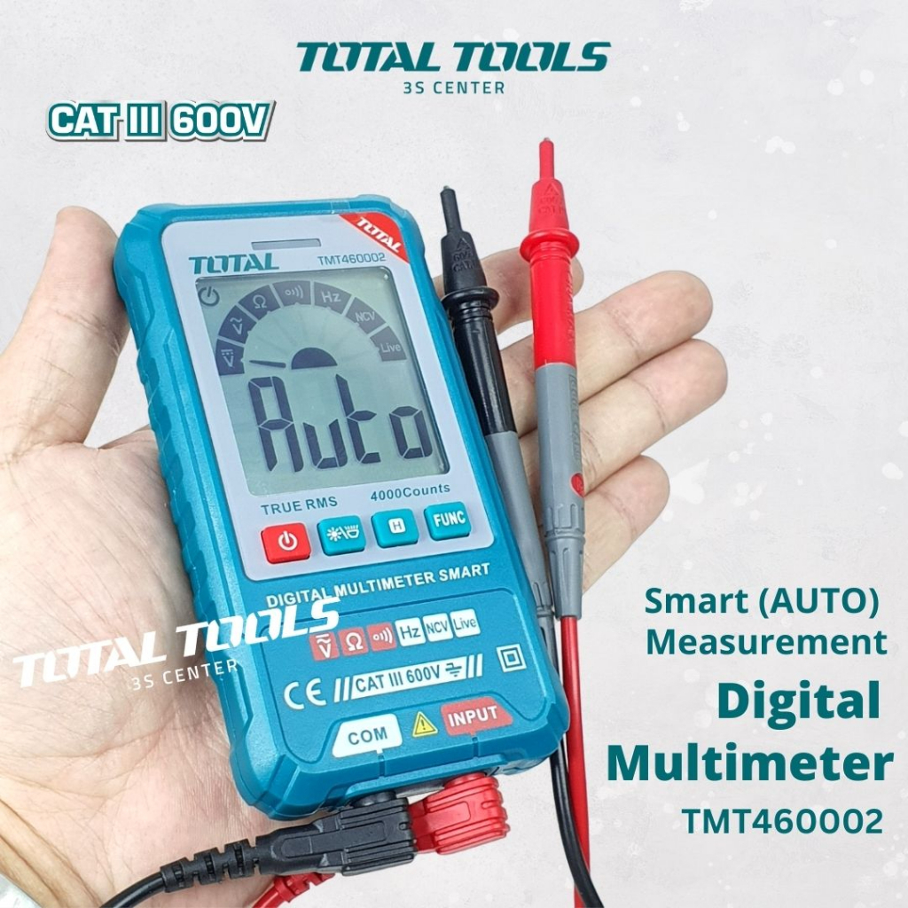 TOTAL Smart (AUTO) Measurement Digital Multimeter CAT III 600V 4000 ...