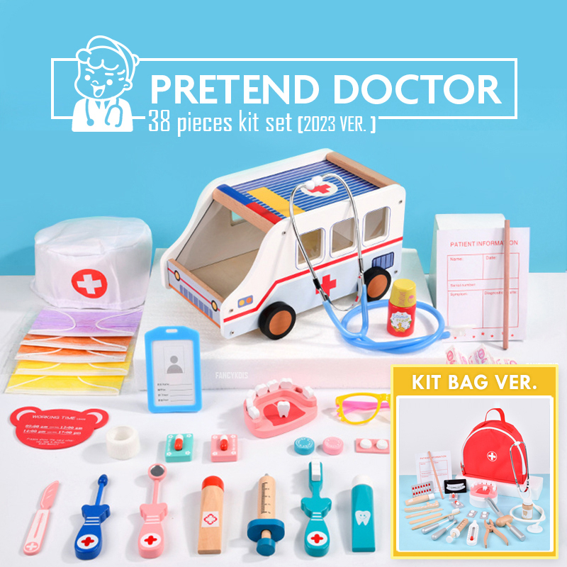 Premium Wooden Doctor Toy Set /Educational Pretend Play Kit/Dentist Toy ...