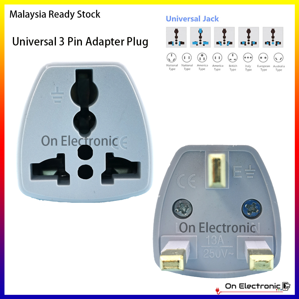 Universal 3 Pin Adapter Plug Europe Travel Converter Adaptor Socket 2 ...