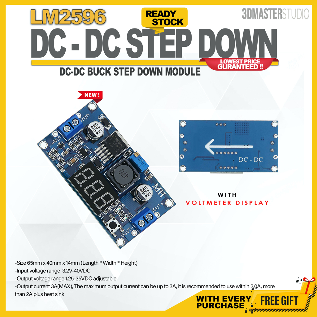 DC-DC Step Down LM2596 3A w Display, LM 2596 Adjustable Voltage ...