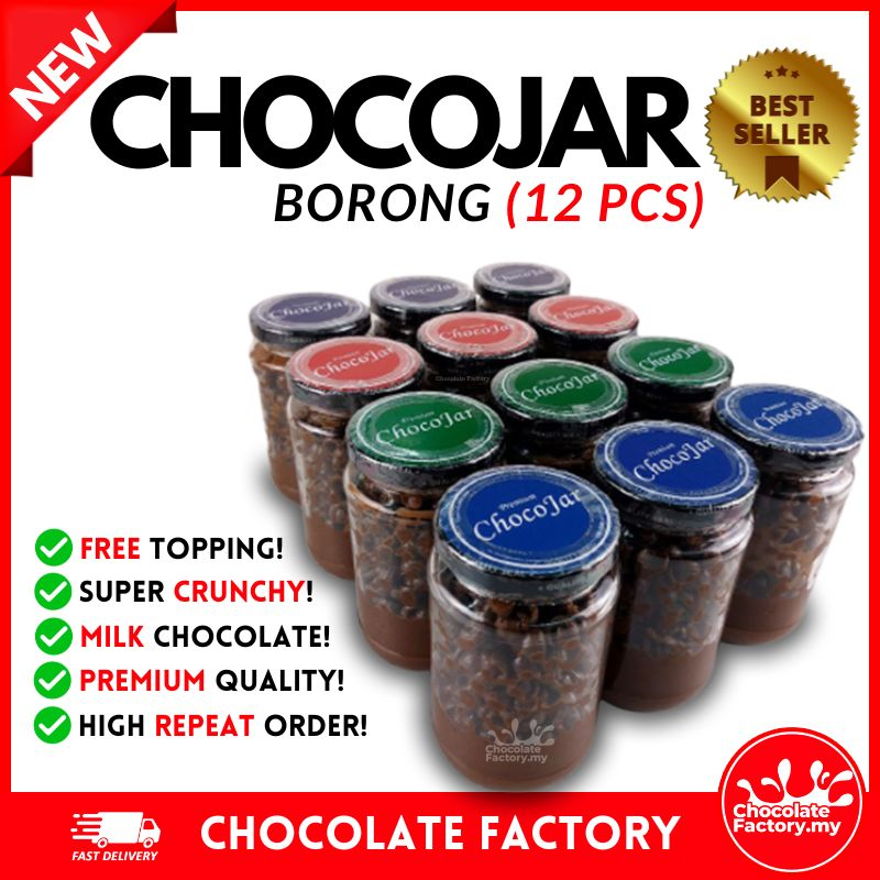 [BORONG/12pcs/350ml/Kaca] Chocojar Premium Milk Chocolate | Viral ...