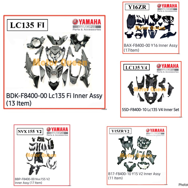 FULL SET INNER COVER SET HLY YAMAHA LC135 V8 FI / Y16ZR / LC135 V4 / NVX 155 V2 / Y15 Y15ZR V2 ...