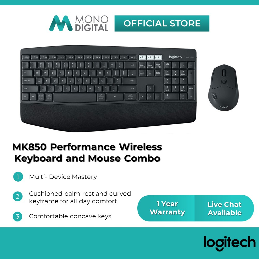 Logitech Mk850 Performance Wireless Keyboard And Mouse Combo Bluetooth And 2 4ghz Wireless