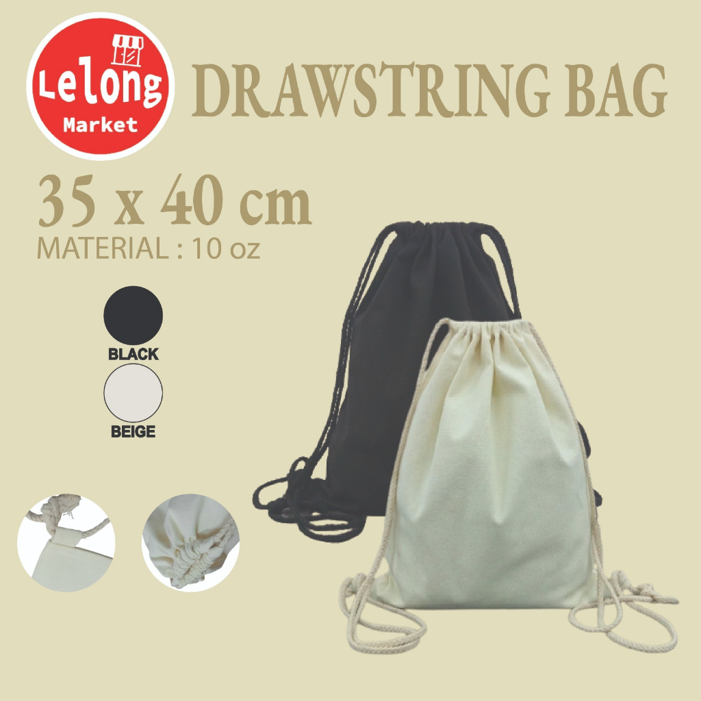 DRAWSTRING CANVAS 10 ONZ (35X40CM) BAG CANVAS TREND BAG STUDENT ...