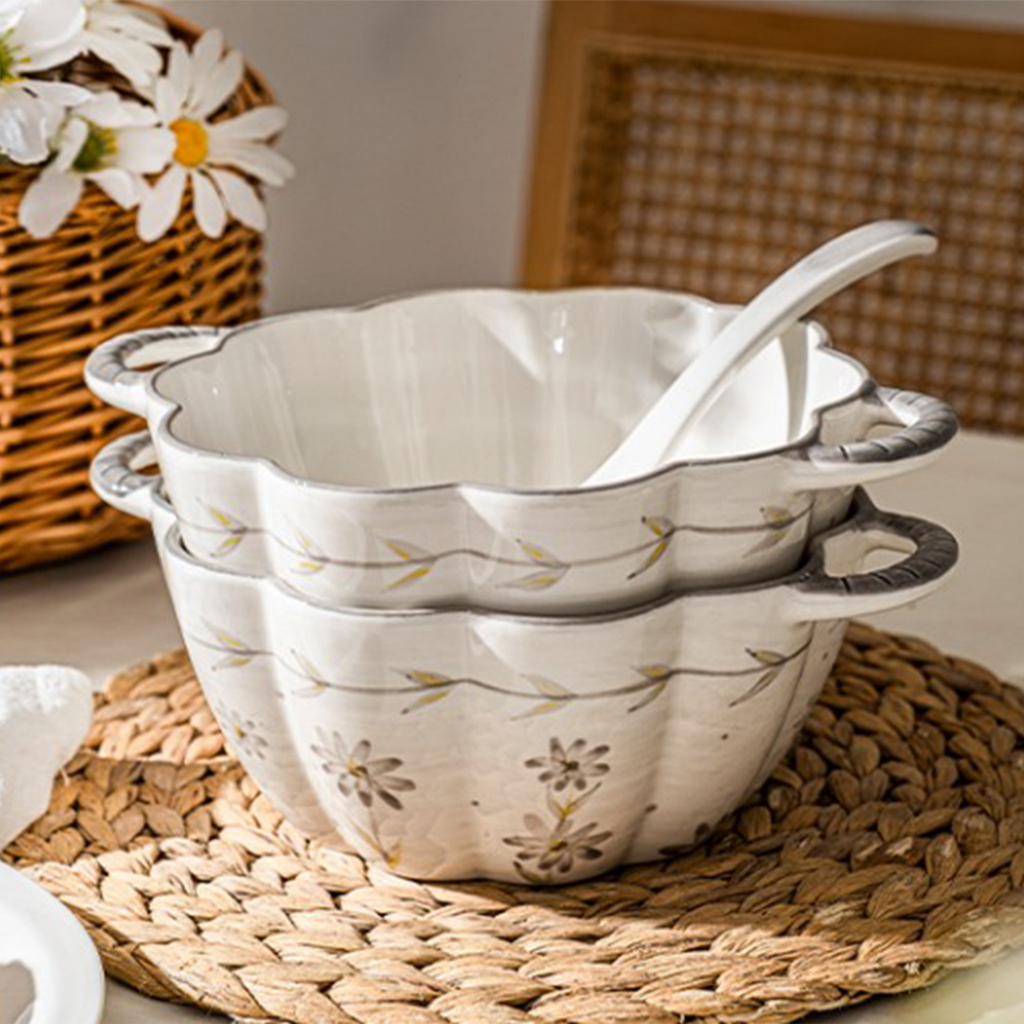 MANDALA Binaural Bowl Ceramic Porcelain Bowl Noodle Salad Soup Bowl ...