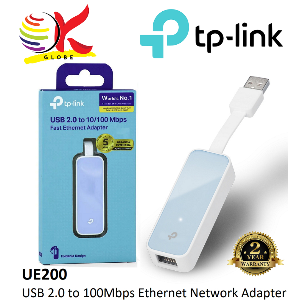 TP-LINK TL-UE200 USB 2.0 TO 100MBPS ETHERNET PLUG AND PLAY NETWORK ADAPTER WITH COMPACT AND ...