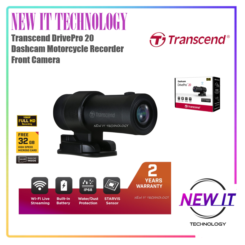 Transcend DrivePro 20 Dashcam Motorcycle 60fps Full HD 1080P Starvis ...