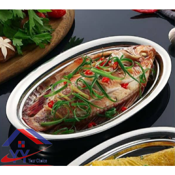 Stainless Steel Oval Shape Plate/Egg Shape Dish/Steam Fish Plate ...