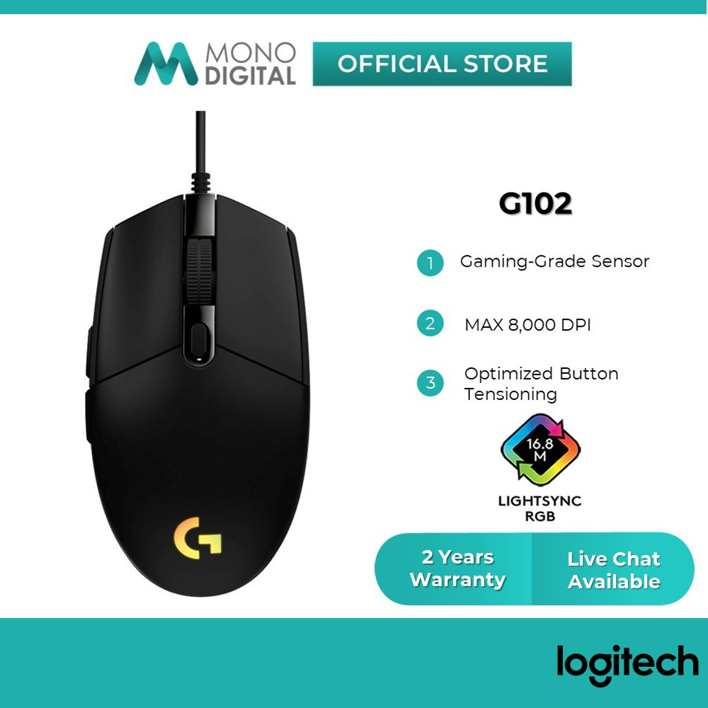 Logitech G102 Light Sync Gaming Mouse with Customizable RGB Lighting/6 Programmable Buttons ...