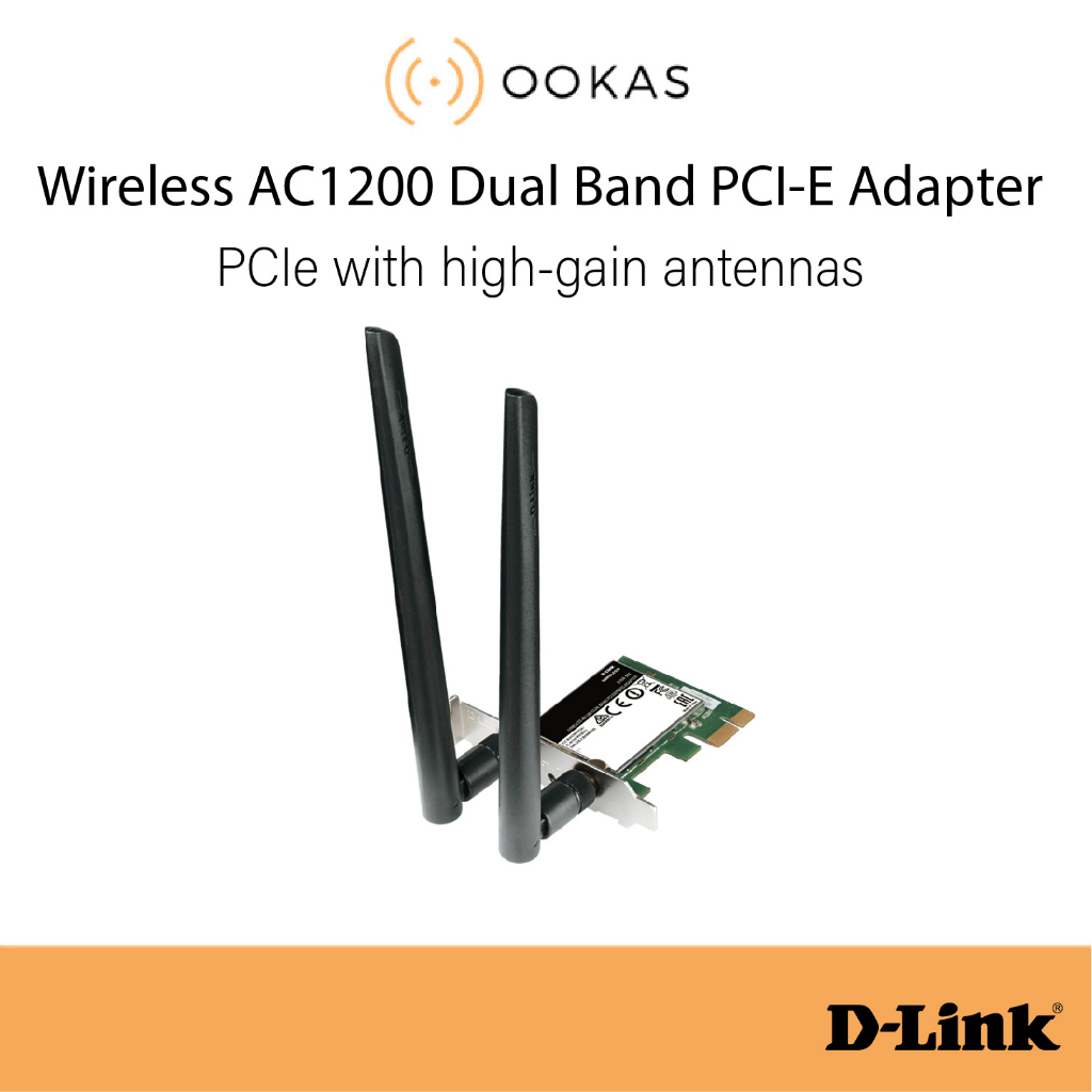 D-LINK DWA-582 Wireless AC1200mbps Dual Band PCI Express WiFi Adapter ...